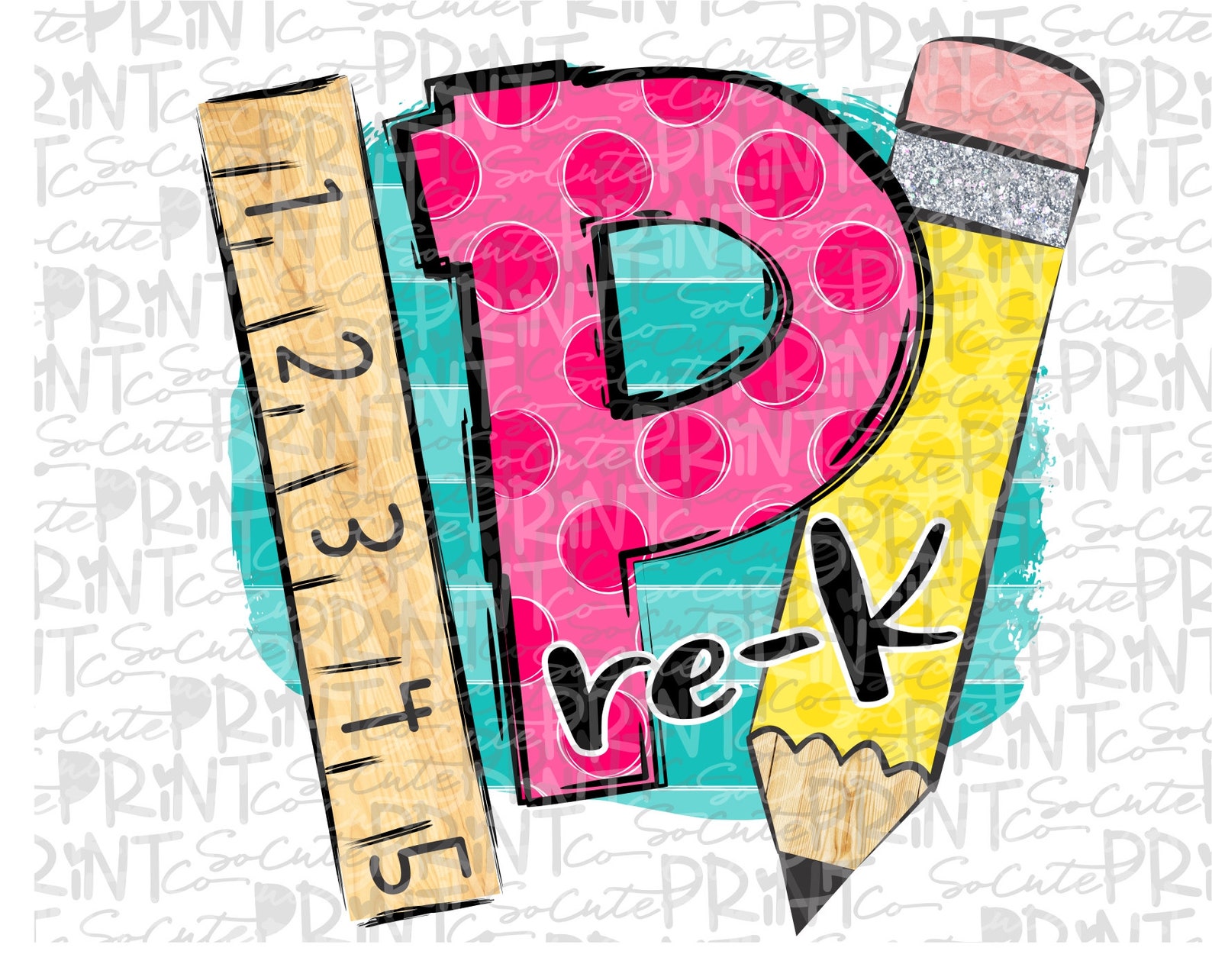 Back to School Pre-k Clipart Polka Dot Pencil PNG File for - Etsy