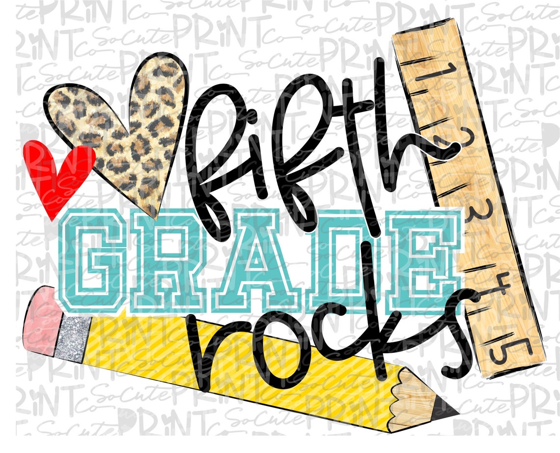 Back to School Fifth Grade Rocks Clipart PNG File for - Etsy