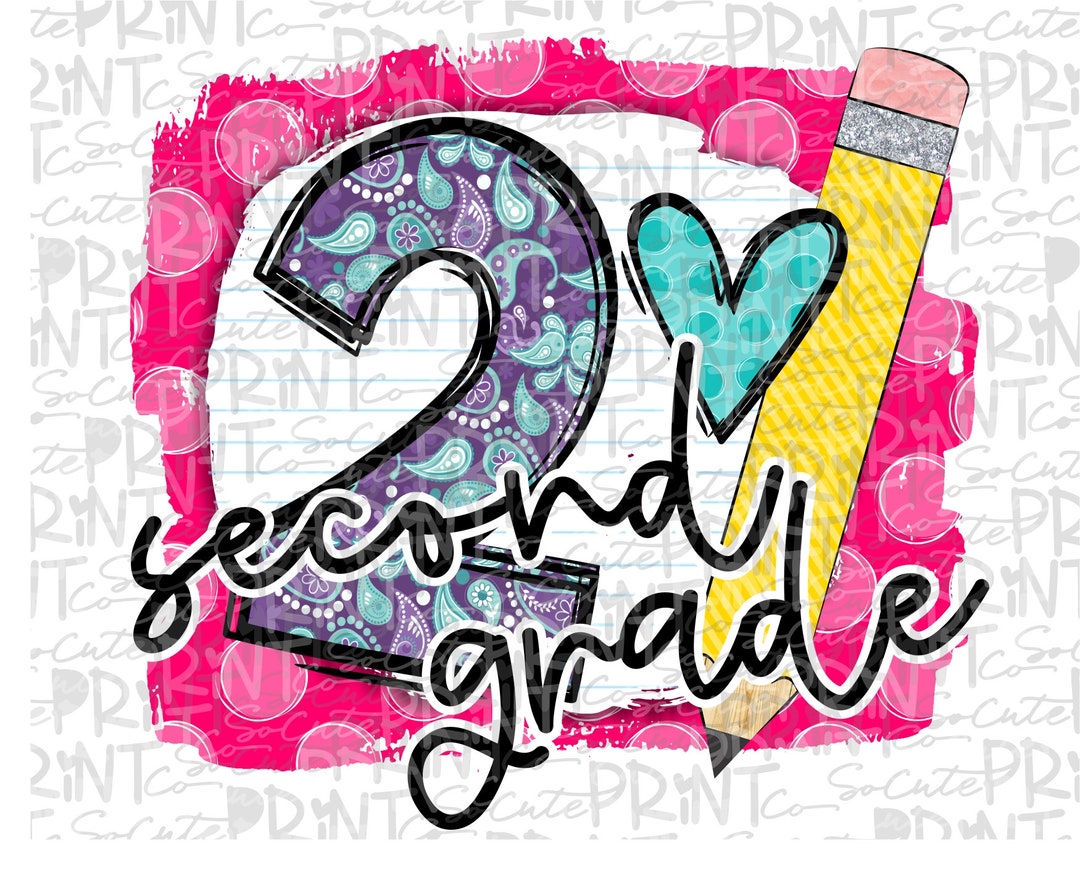 Back to School, Second Grade Clipart, PNG File for Sublimation, First ...