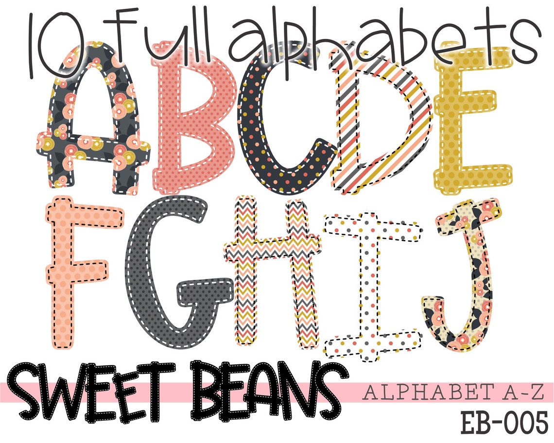 Alphabet Sweet Beans Printable Font COMBO Alphabet Bundle | Etsy