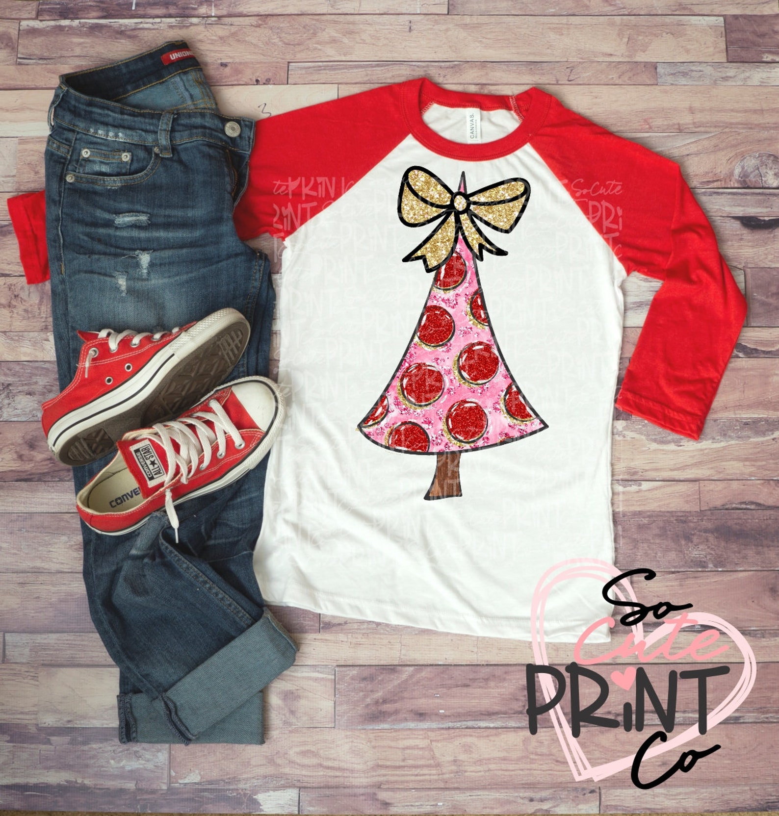 Christmas Pink Polka Dot Christmas Tree Clipart Png File for | Etsy