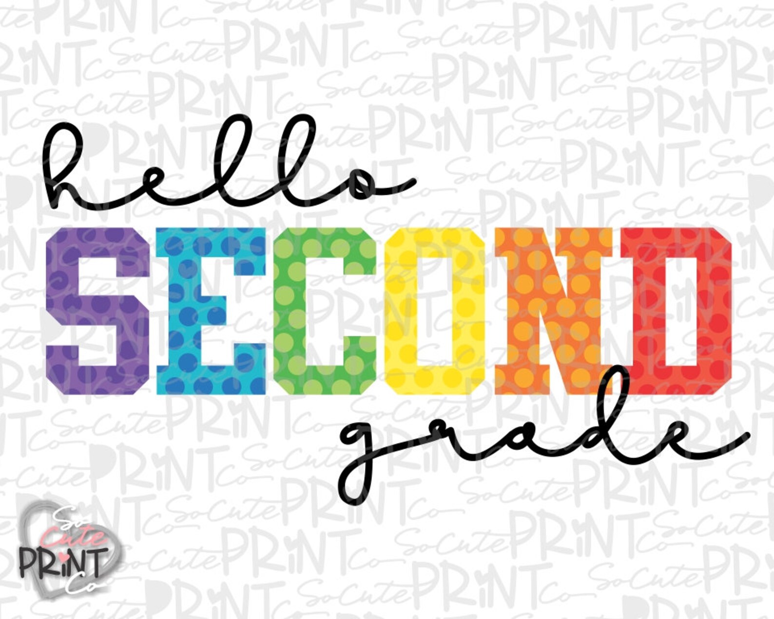 Back to School Hello 2nd Grade Clipart PNG File for - Etsy