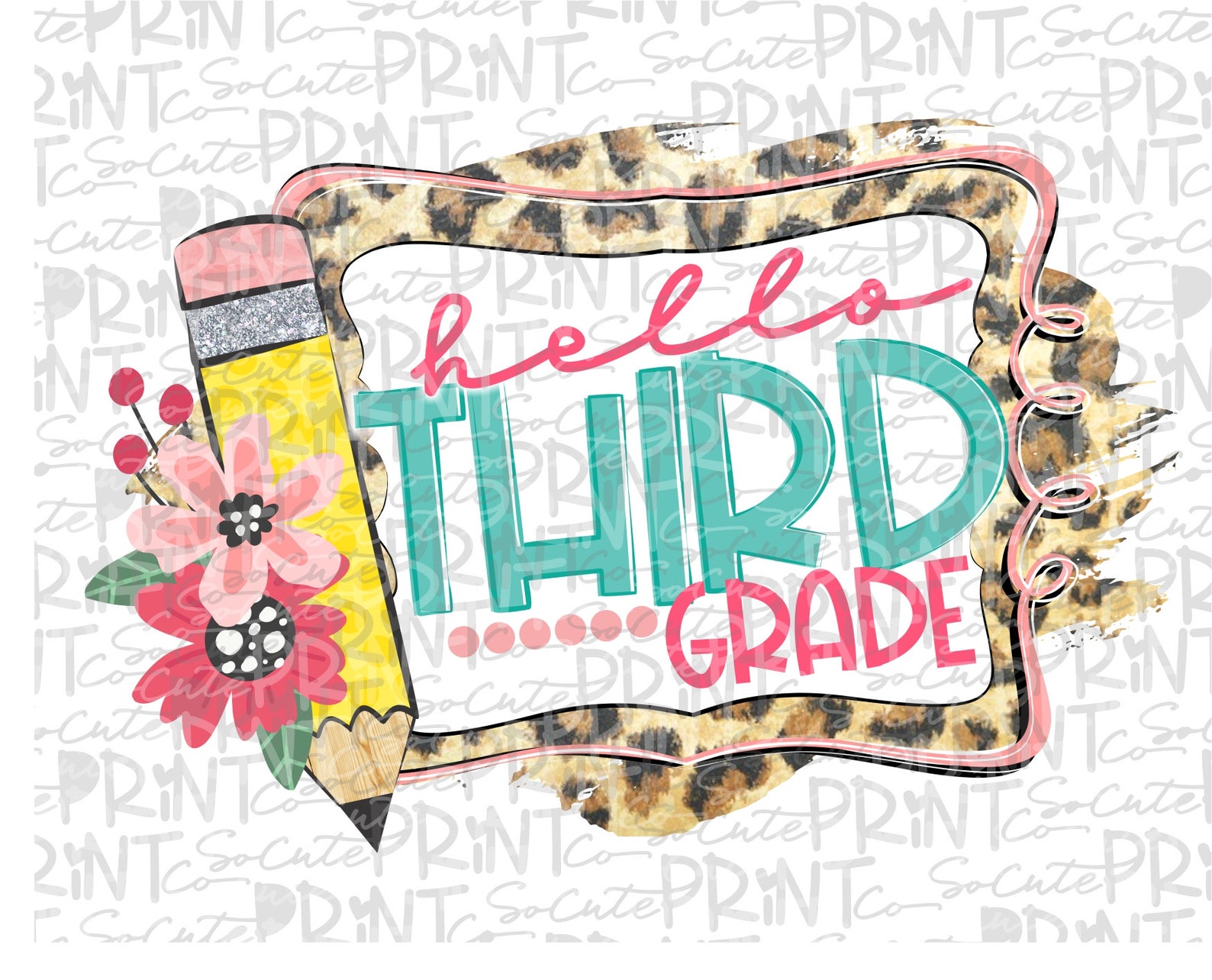 Back to School Hello Third Grade Clipart PNG File for | Etsy