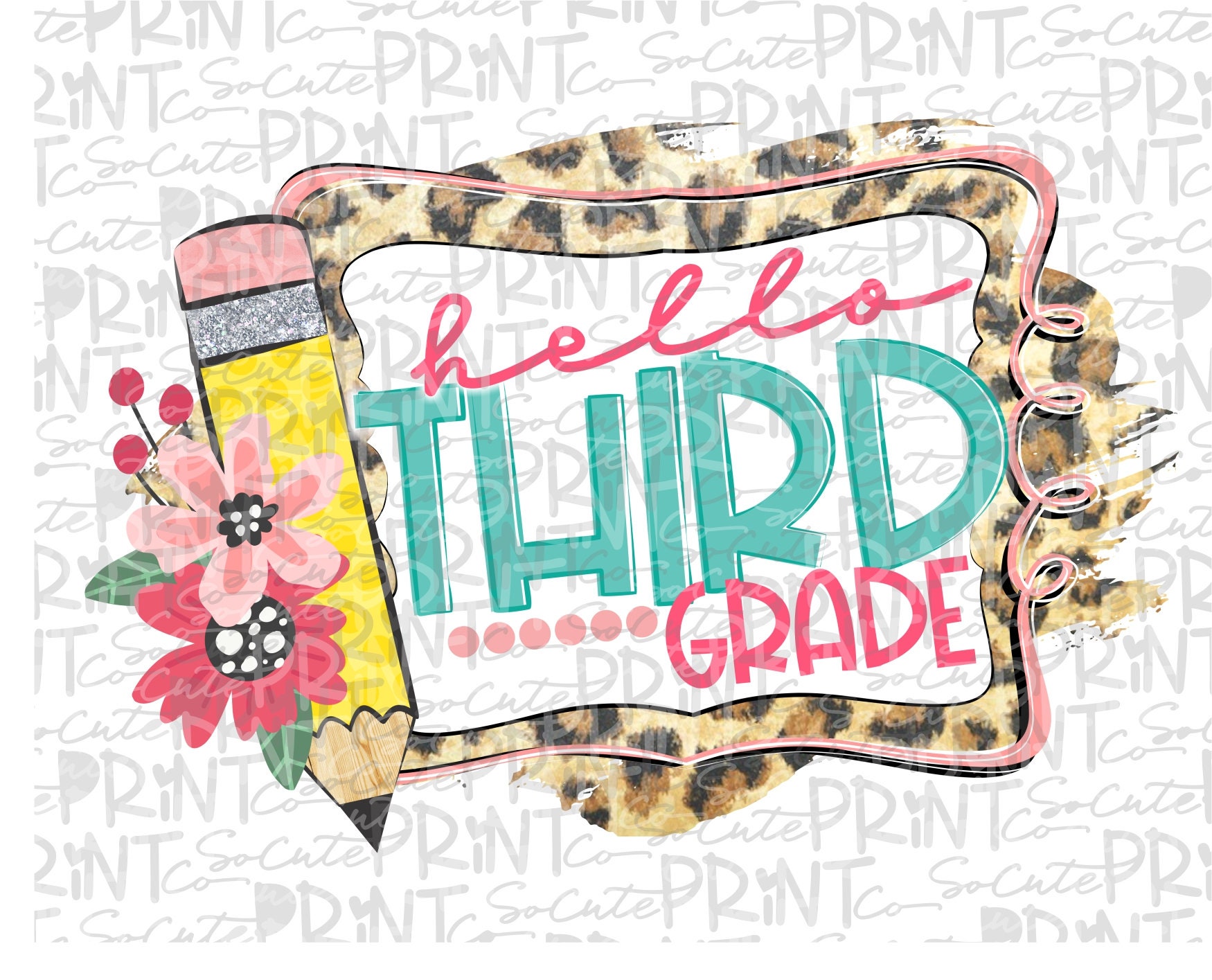 Back to School Hello Third Grade Clipart PNG File for | Etsy