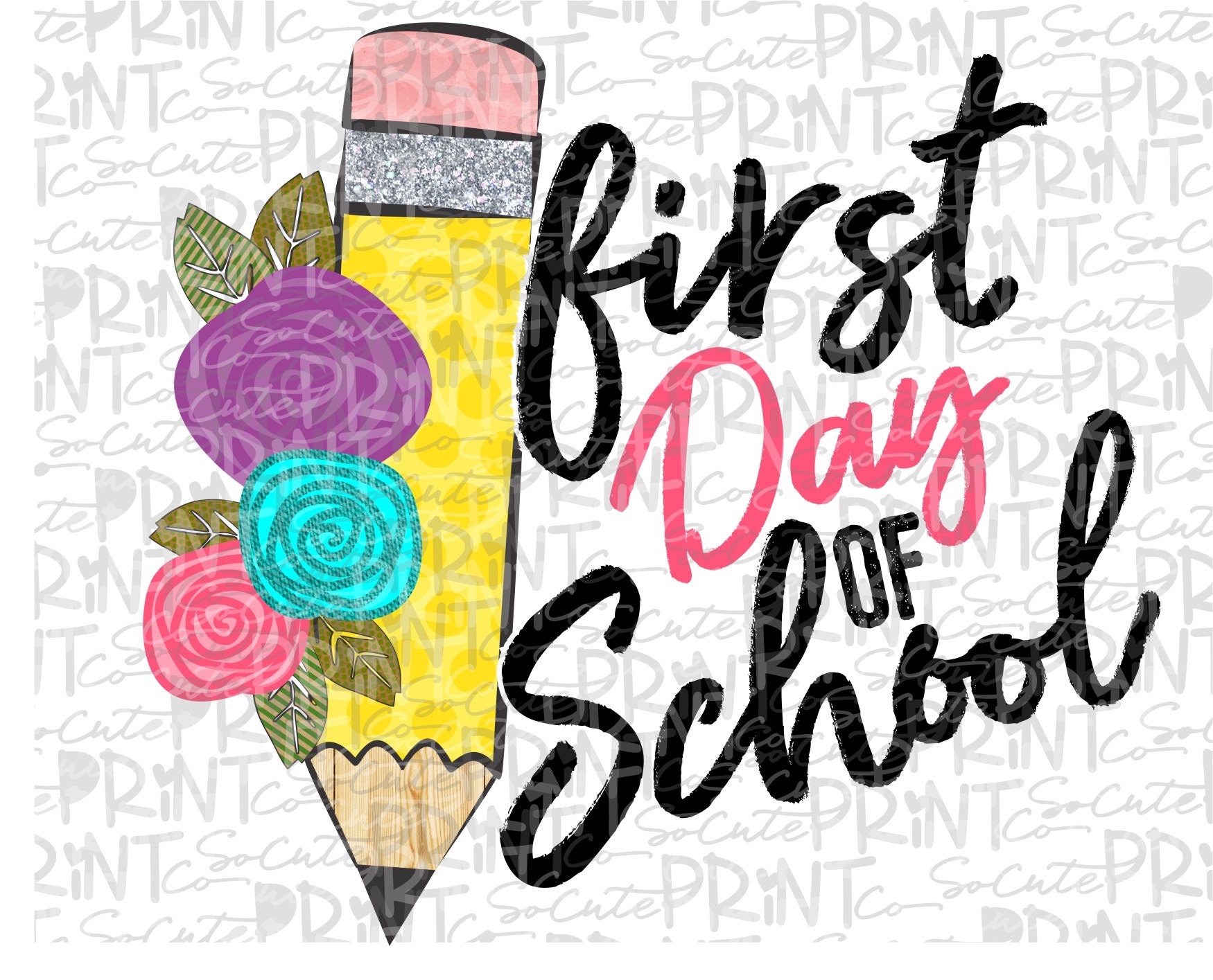 School Happy First Day of School Clipart Pencil Clipart | Etsy