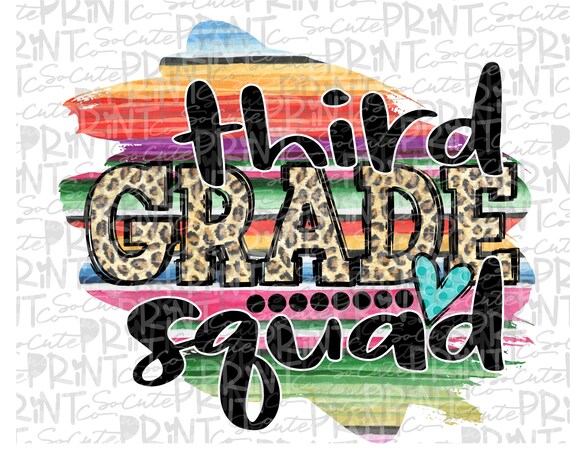 Back to School Third Grade Squad Clipart PNG File for - Etsy