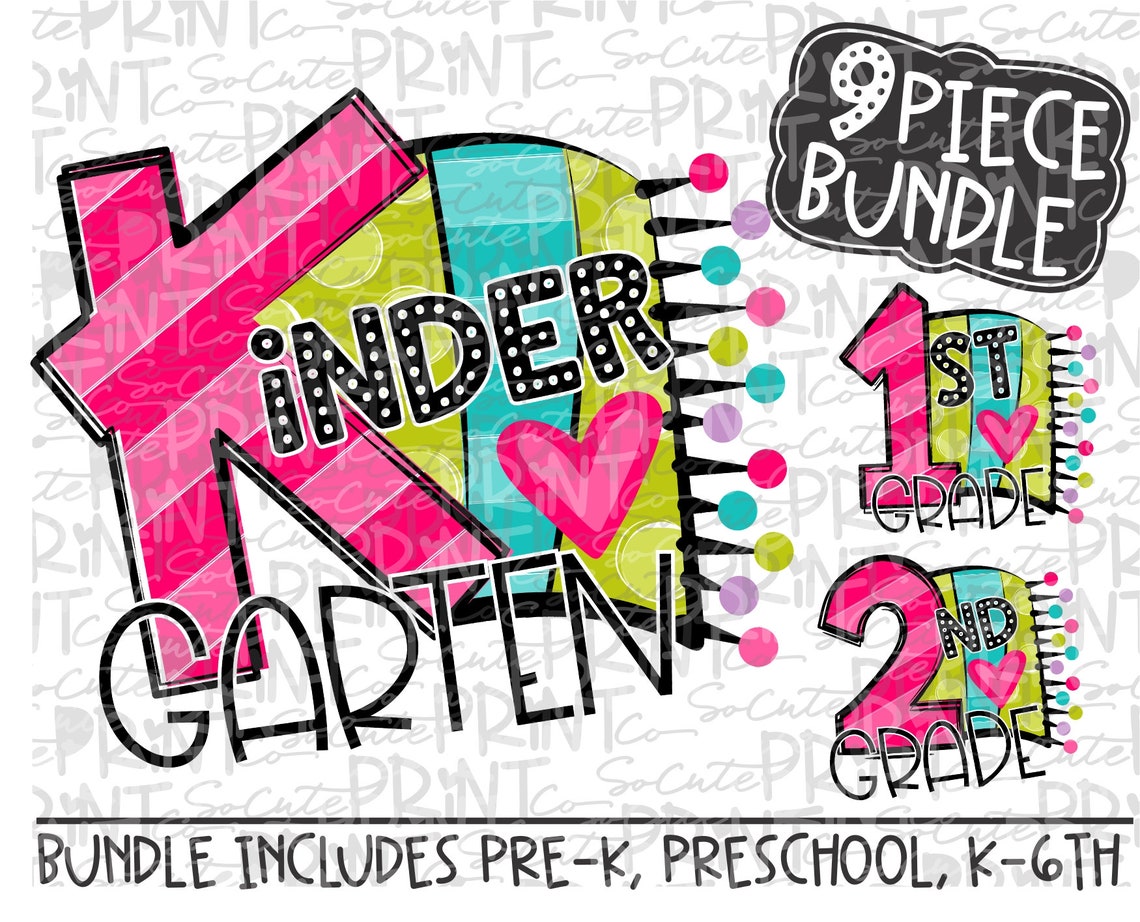 Back to School Bright School Bundle Preschool Pre-k to 6th - Etsy