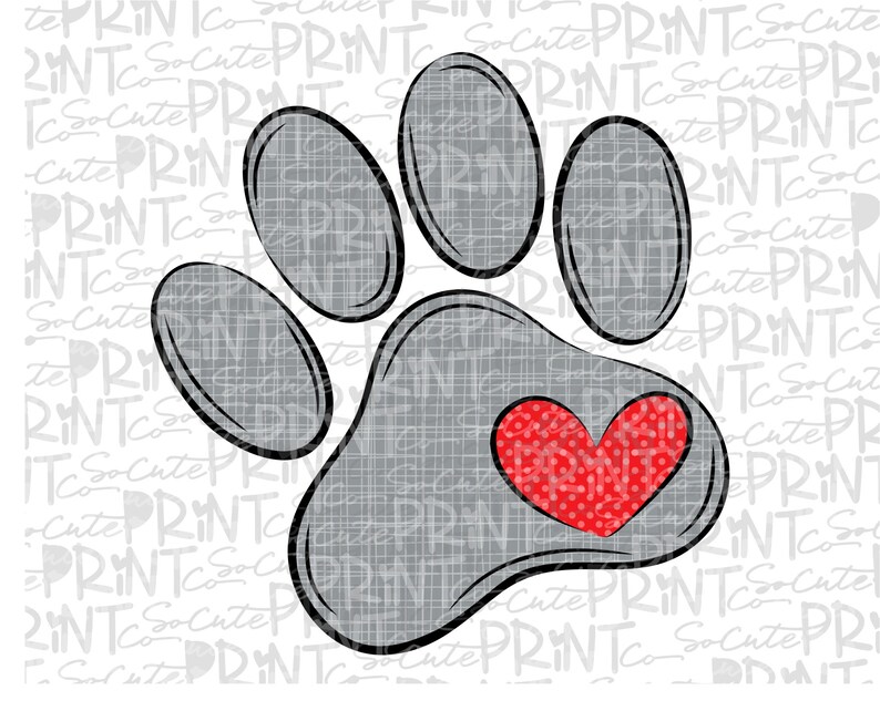 Valentines Day Paw Print Clipart My Valentine Has Paws - Etsy