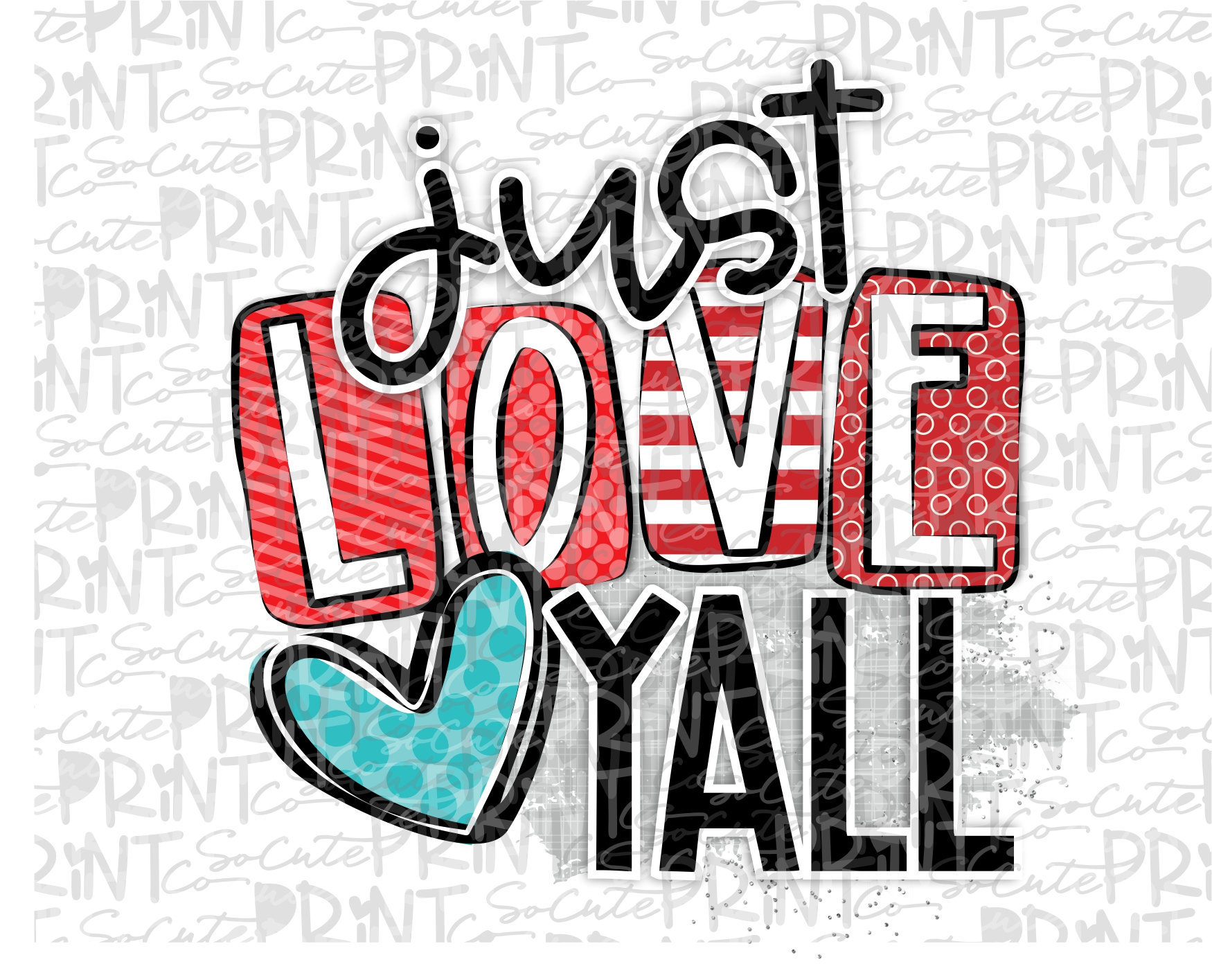 Valentines Day Just Love Y'all Clipart Valentine Design - Etsy UK