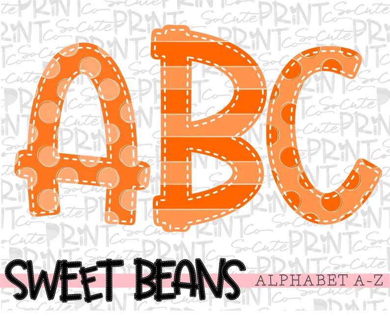 Orange Alphabet 3 FULL Alphabets Sweet Beans Printable Font - Etsy