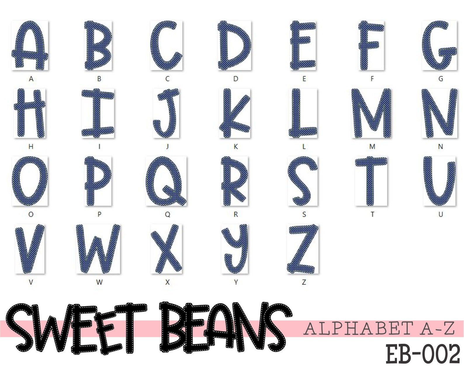 Alphabet Sweet Beans Printable Font Alpha Pack Navy Mini - Etsy