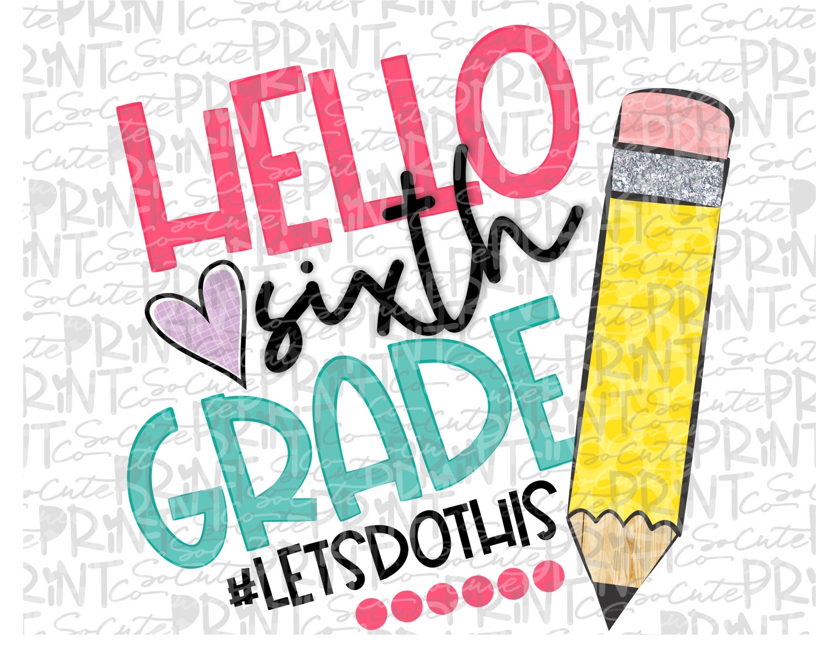 Back to School Hello Sixth Grade Clipart PNG File for - Etsy