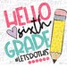 Back to School, Hello Sixth Grade Clipart, PNG File for Sublimation ...