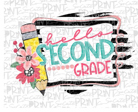 Back to School Hello Second Grade Clipart PNG File for - Etsy