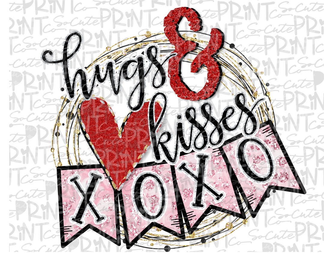 Valentines Day, Hugs & Kisses Clipart, Valentine Png File for ...