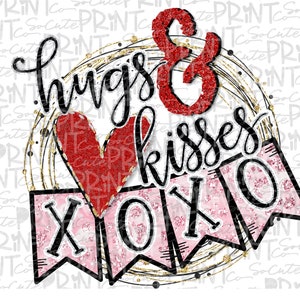 Valentines Day, Hugs & Kisses Clipart, Valentine Png File for ...