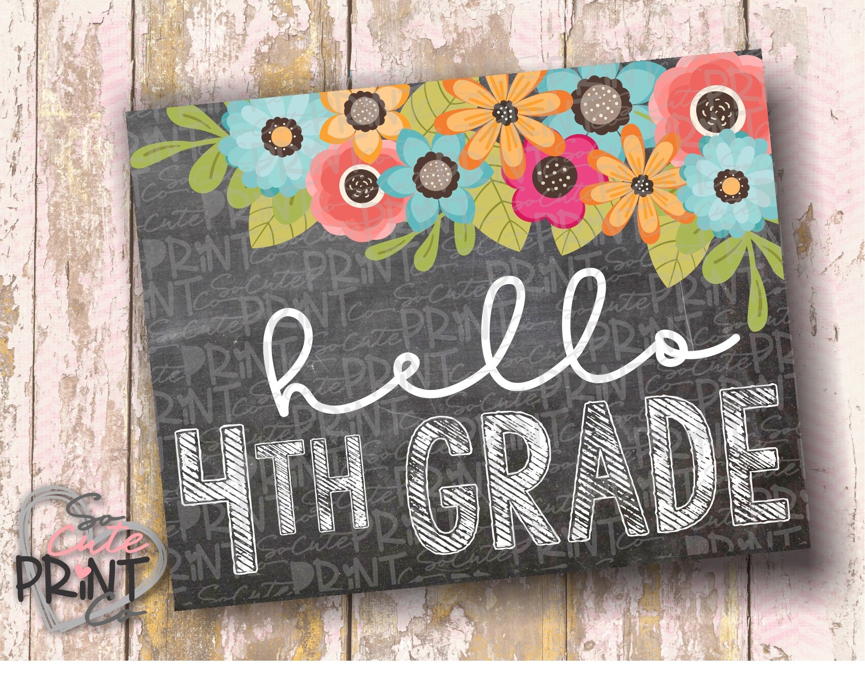 Back to school sign hello 4th grade First day of school | Etsy