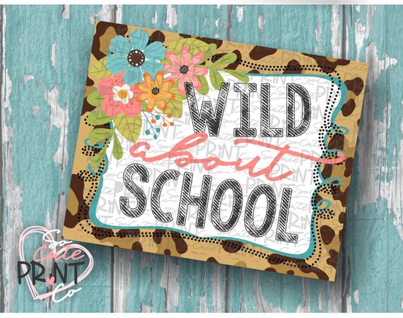 First Day of School Sign Wild About School Back to School | Etsy