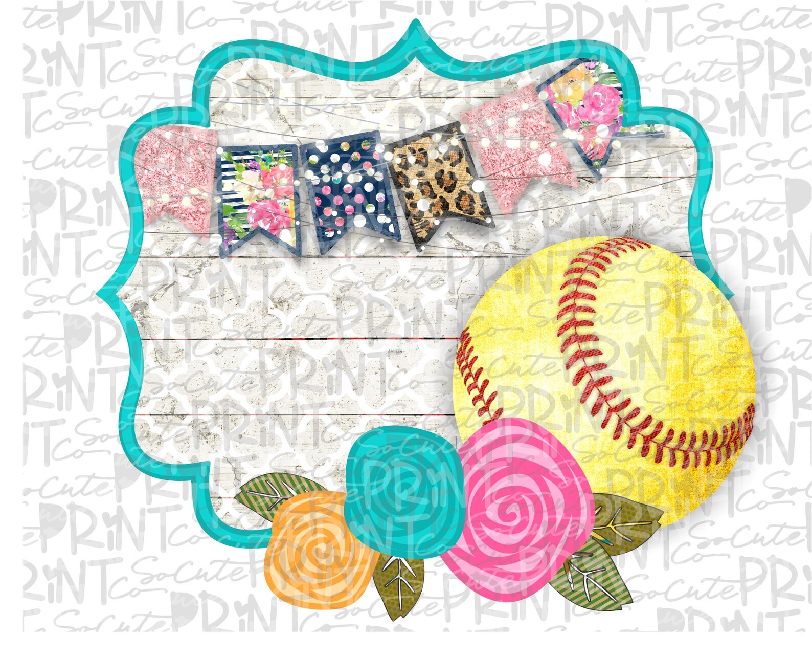 Softball Softball Monogram Frame Transparent PNG File for - Etsy