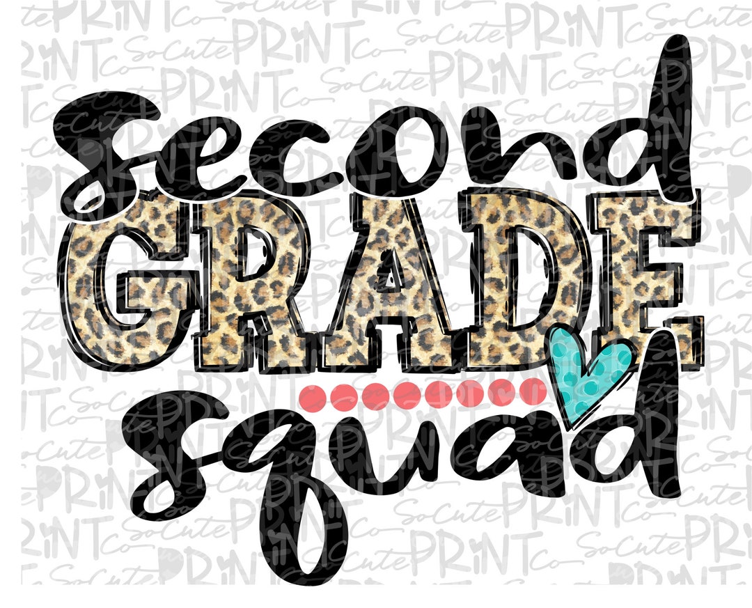 Back to School, Second Grade Squad Clipart, PNG File for Sublimation ...
