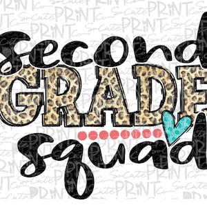 Back to School, Second Grade Squad Clipart, PNG File for Sublimation ...