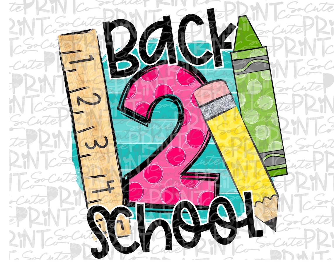 Back to School Pencil Crayon & Ruler Clipart PNG File for - Etsy