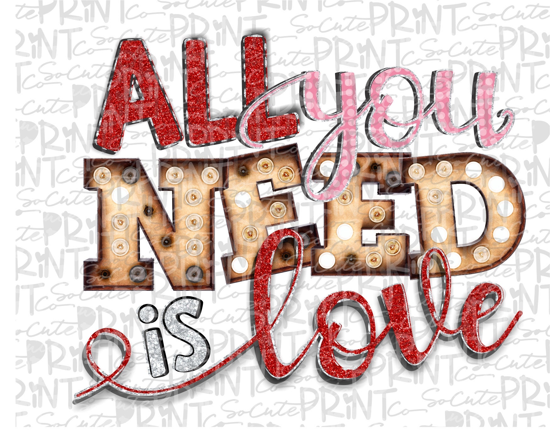 Valentines Day All You Need is Love Clipart Valentine Png - Etsy