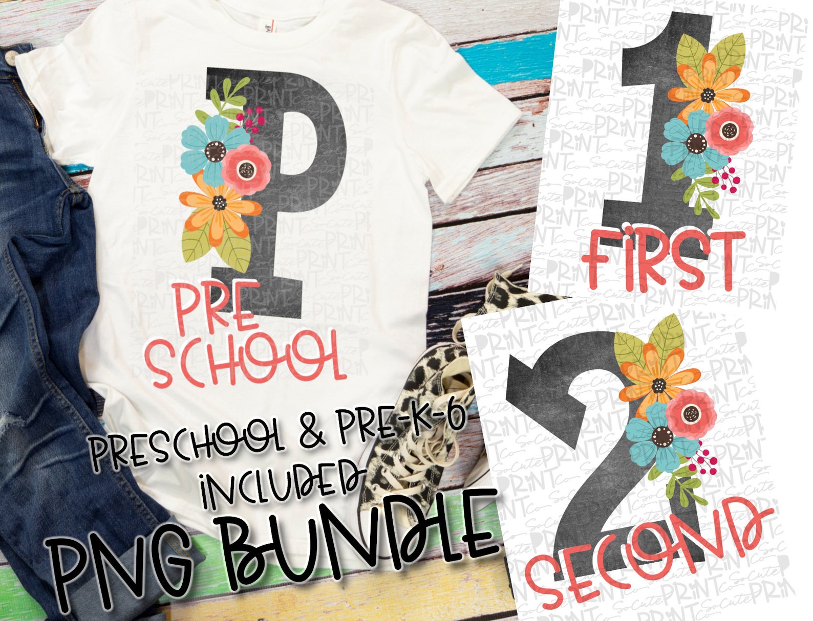 Back to School School Bundle Chalkboard With Flowers | Etsy