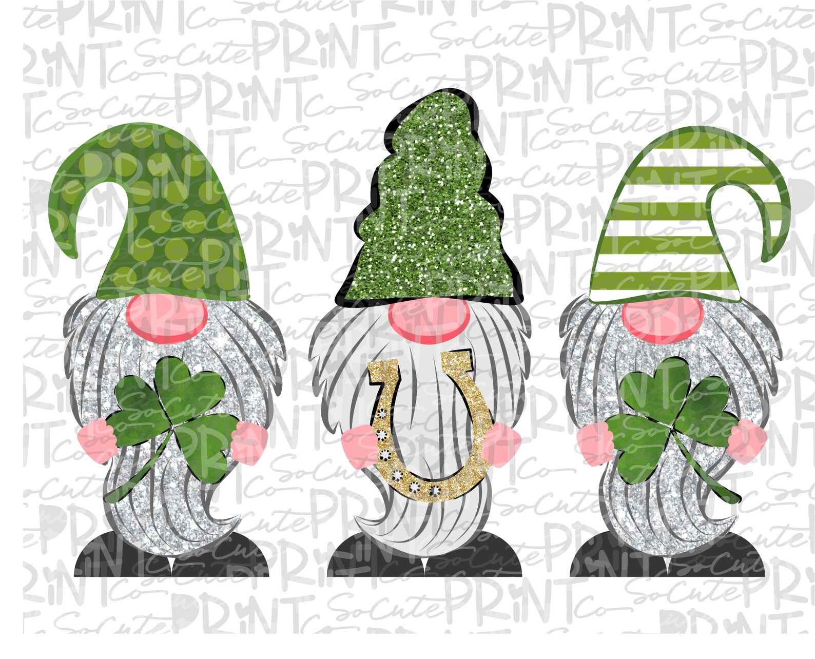 St Patricks Day Gnome Clipart Lucky 3 Gnome Png File for - Etsy