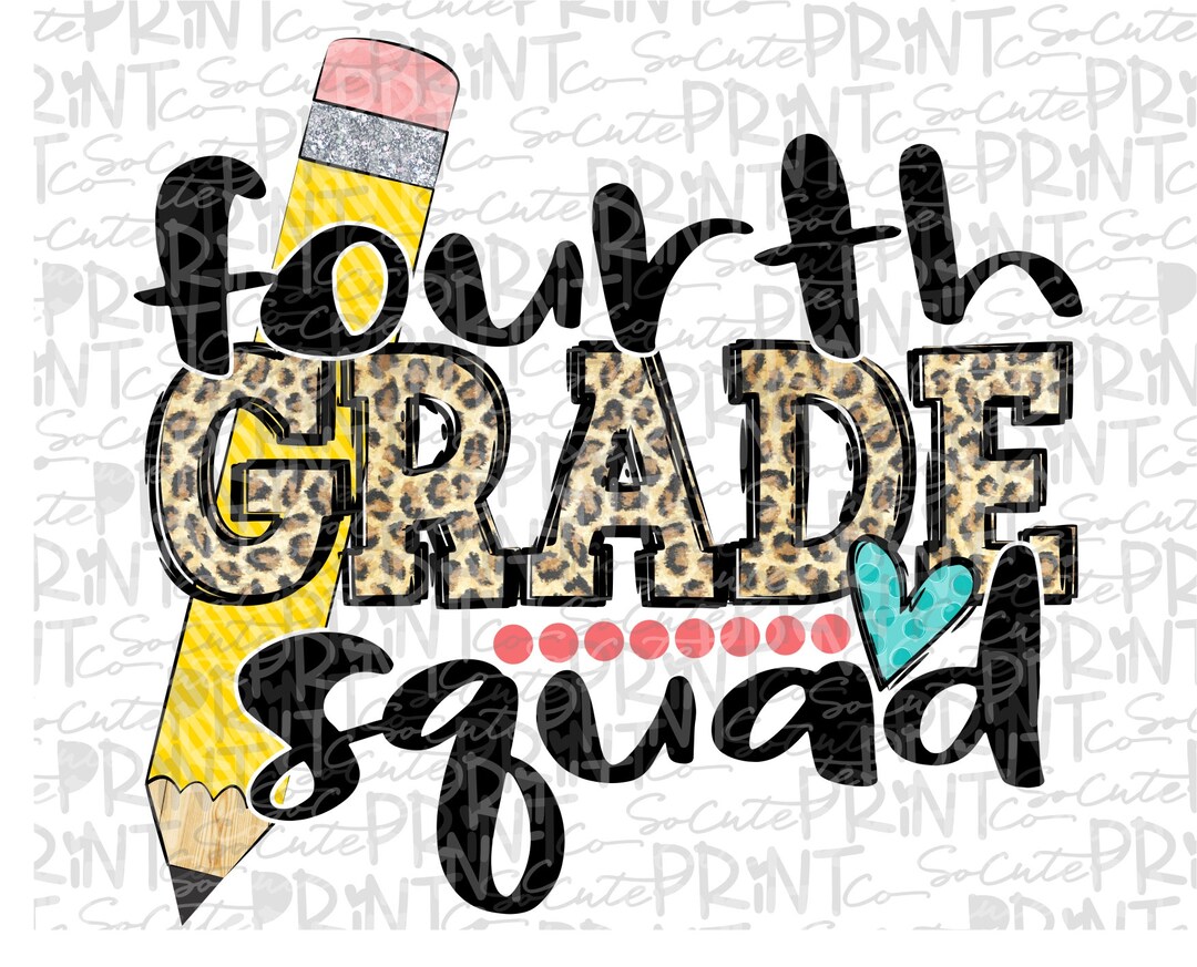 Back to School, Fourth Grade Pencil Clipart, PNG File for Sublimation ...