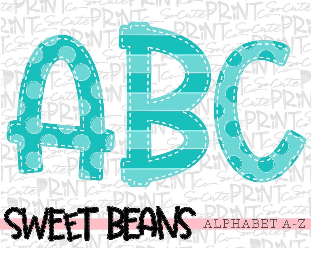 Turquoise Alphabet 3 FULL Alphabets Sweet Beans Printable - Etsy