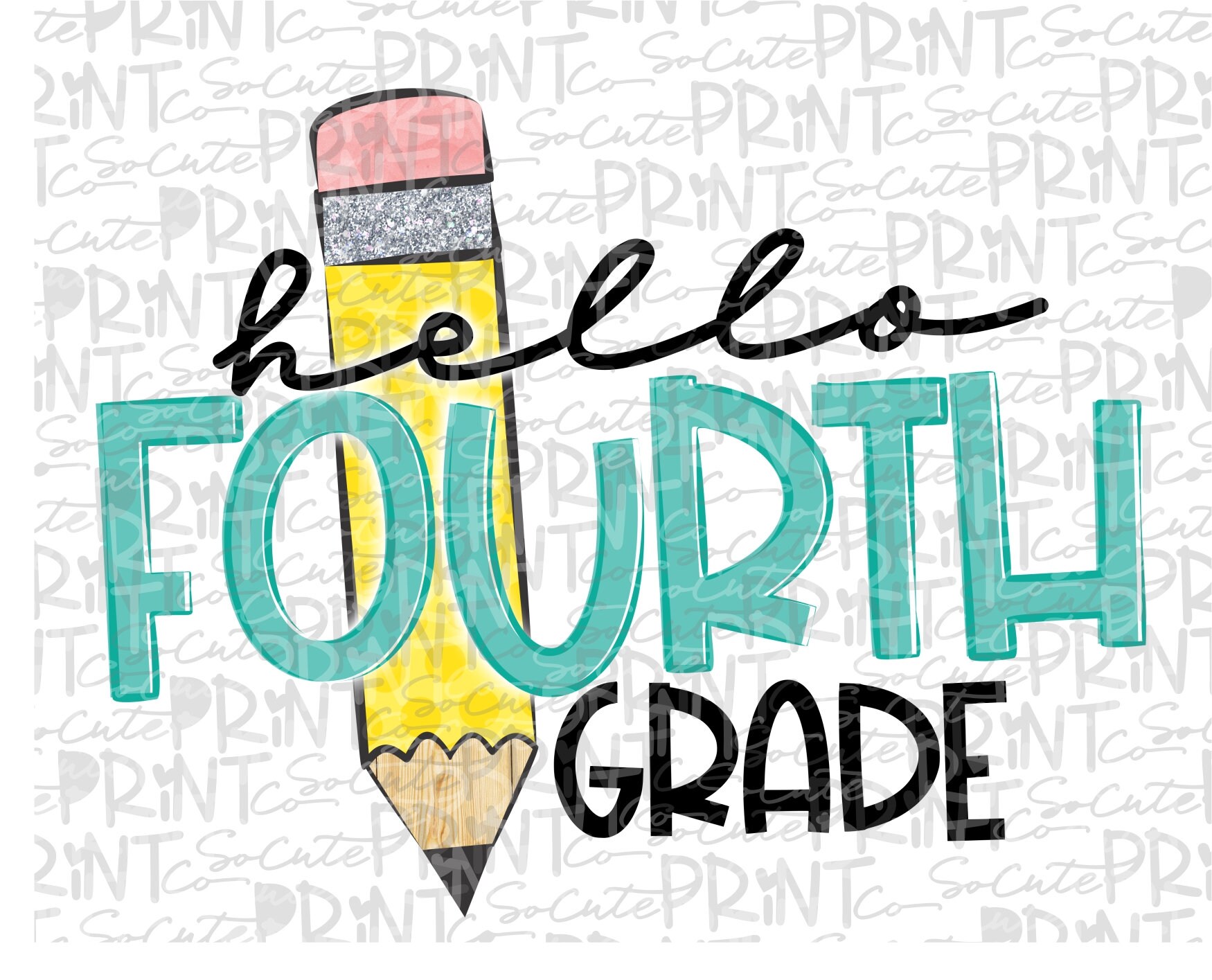 Back to School Hello Fourth Grade Clipart PNG File for | Etsy