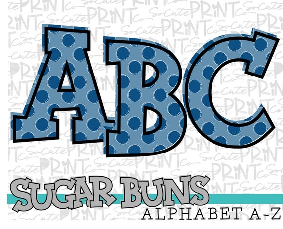 Blue Polka Dot Alphabet Sugarbuns Printable Font Alpha Pack | Etsy