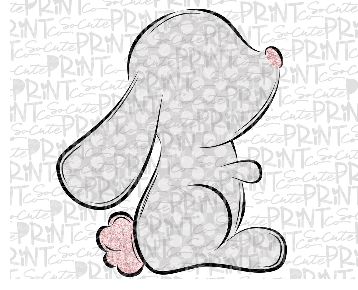 Easter Design Gray Polka Dot Bunny Easter Bunny Clipart - Etsy