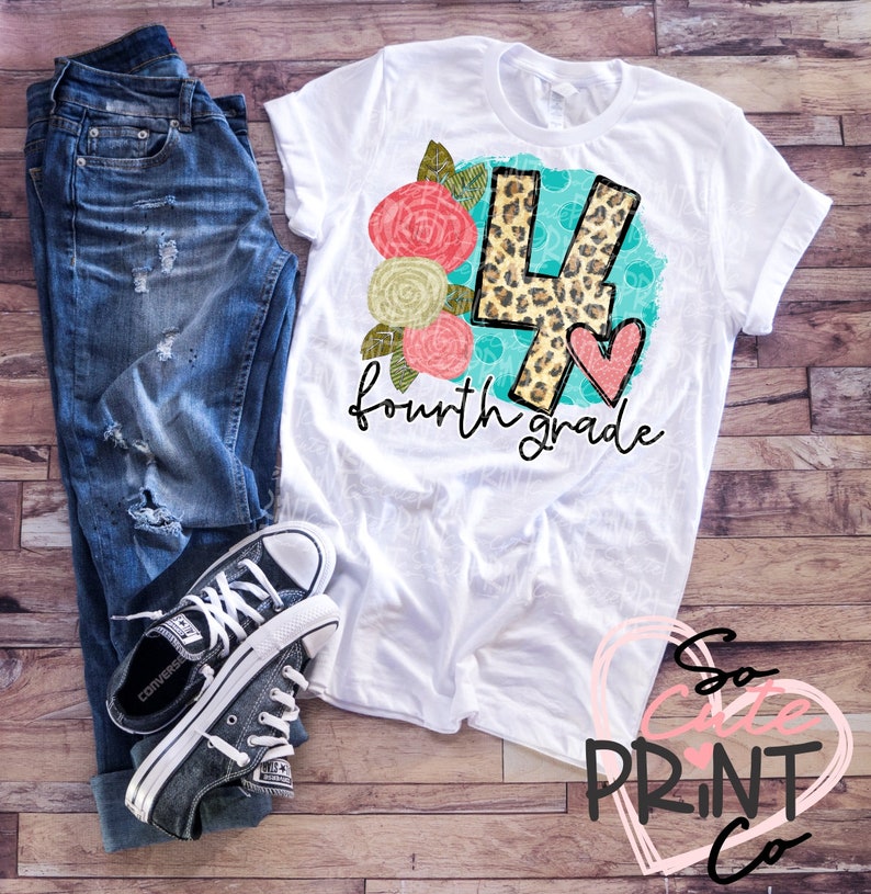 Back to School Fourth Grade Leopard & Turquoise Clipart PNG | Etsy