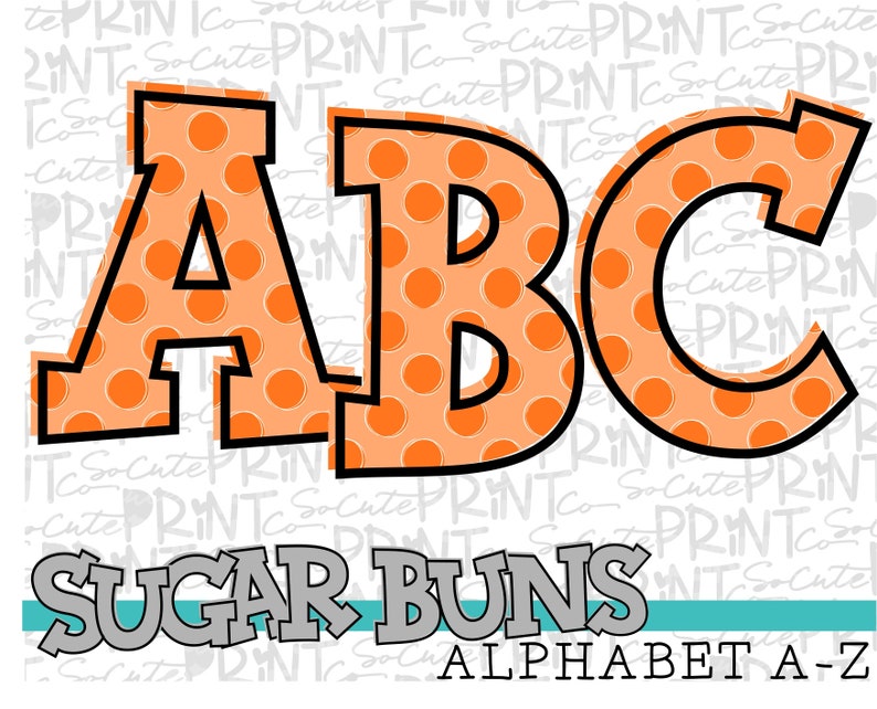 Orange Polka Dot Alphabet Sugarbuns Printable Font Alpha - Etsy
