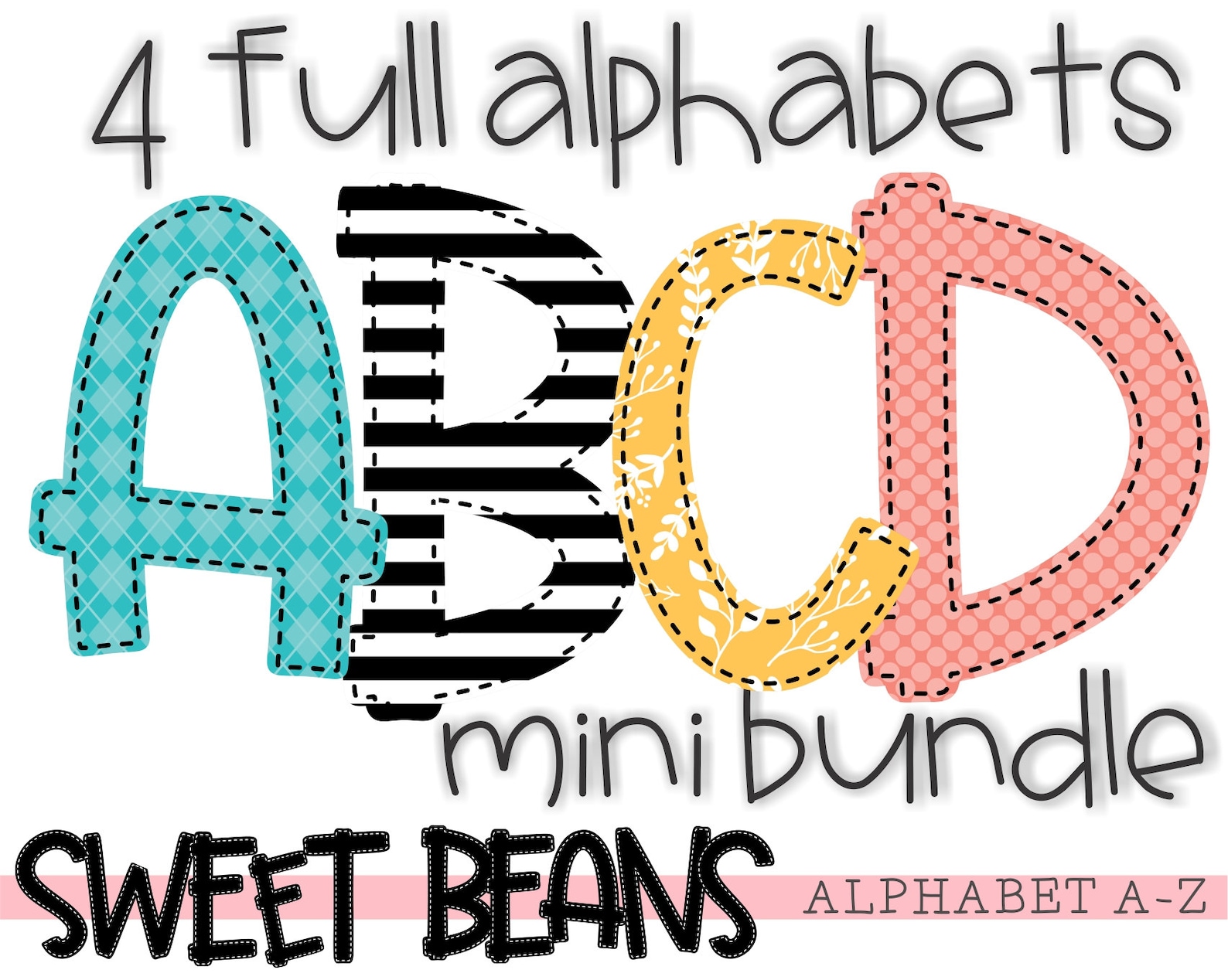 Alphabet Bundle Sweet Beans Printable Font Alpha Pack PNG - Etsy