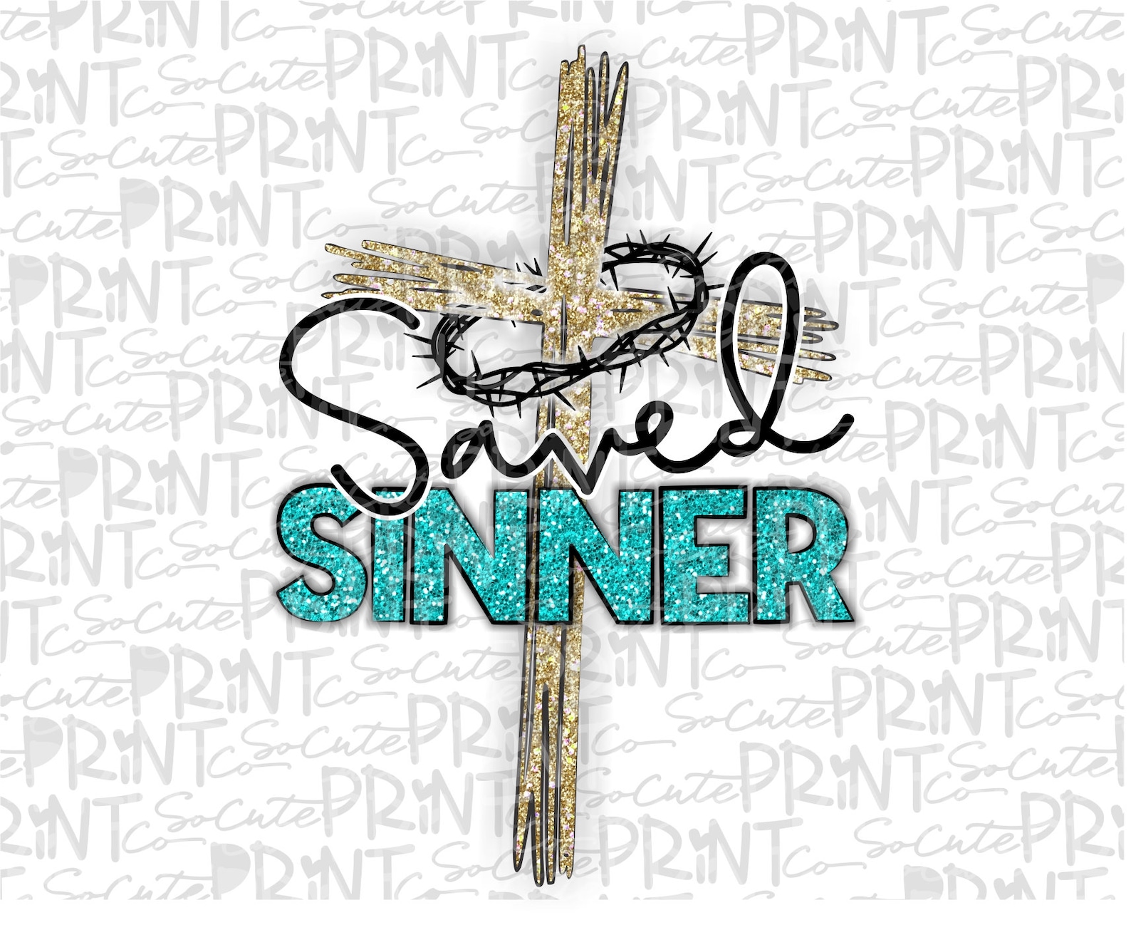 Easter Saved Sinner Clipart Cross With Crown of Thorns - Etsy