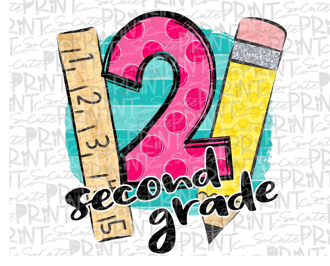 Back to School, Second Grade Clipart, Polka Dot Pencil, PNG File for ...