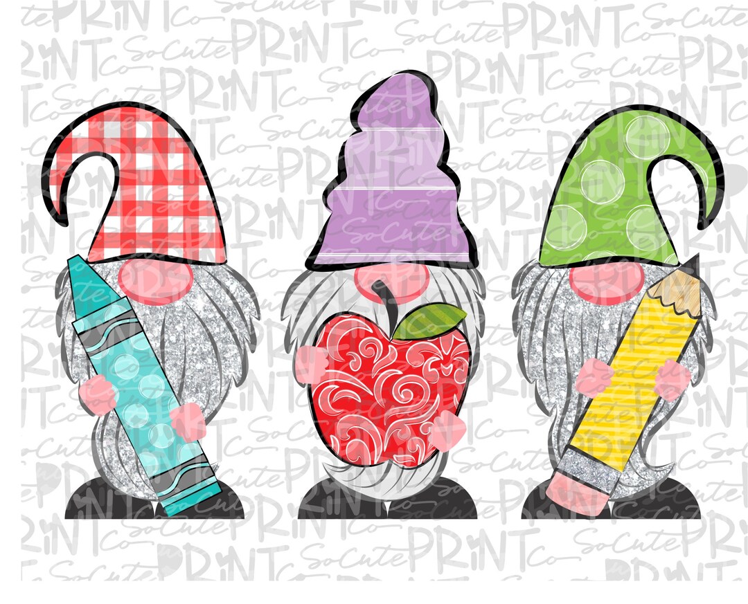 Back to School, Gnome Clipart, School Supplies Gnome, PNG File for ...