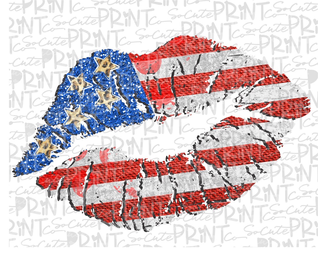4th of July American Flag Lips Kisses Clipart Happy 4th of - Etsy