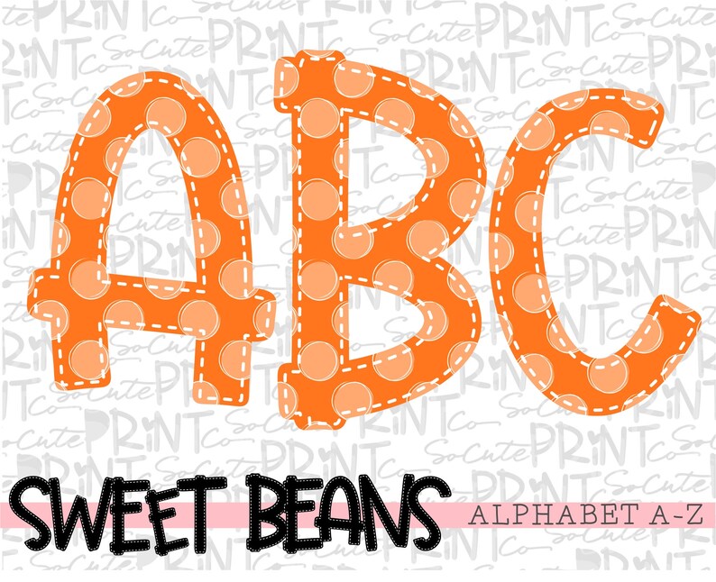 Orange alphabet 3 FULL alphabets Sweet Beans printable font | Etsy