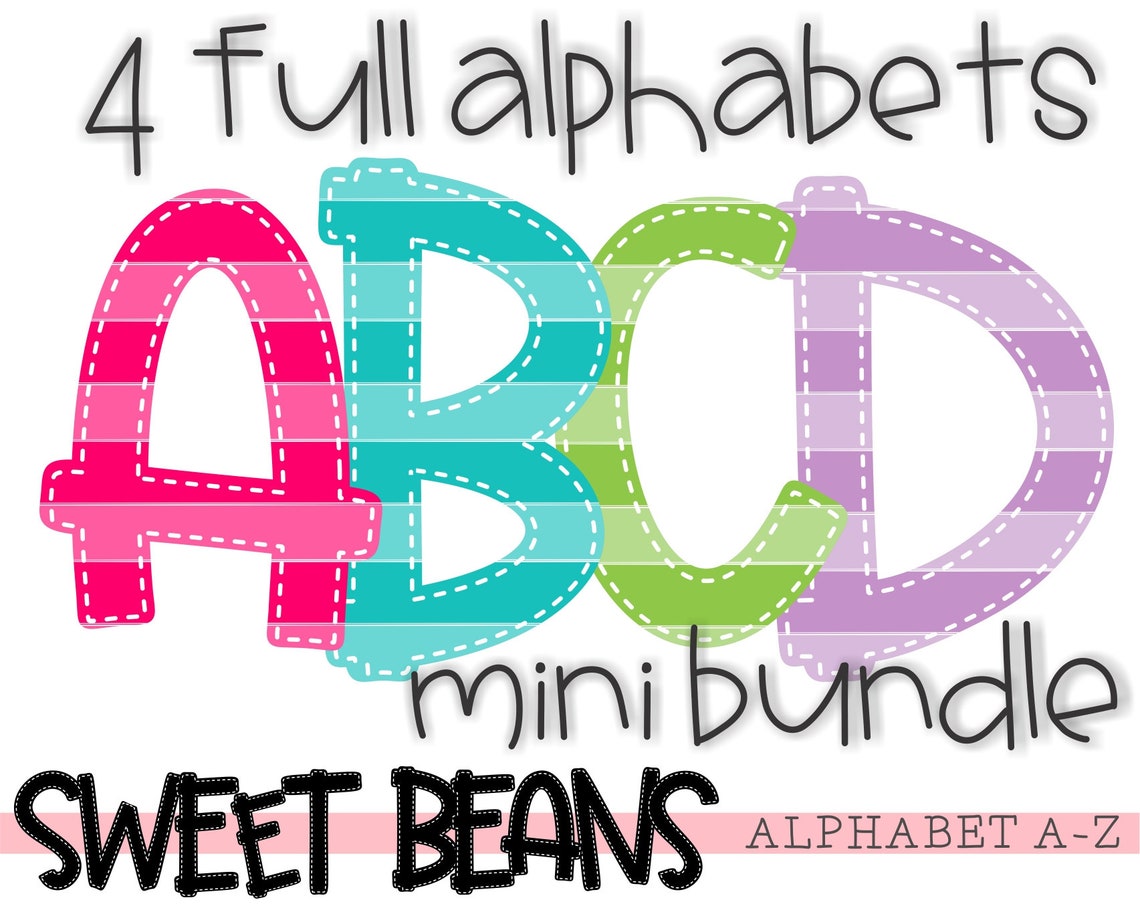 Alphabet Bundle Sweet Beans Printable Font Alpha Pack PNG | Etsy