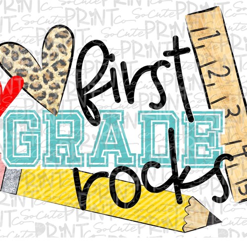 Back to School First Grade Rocks Clipart PNG File for - Etsy