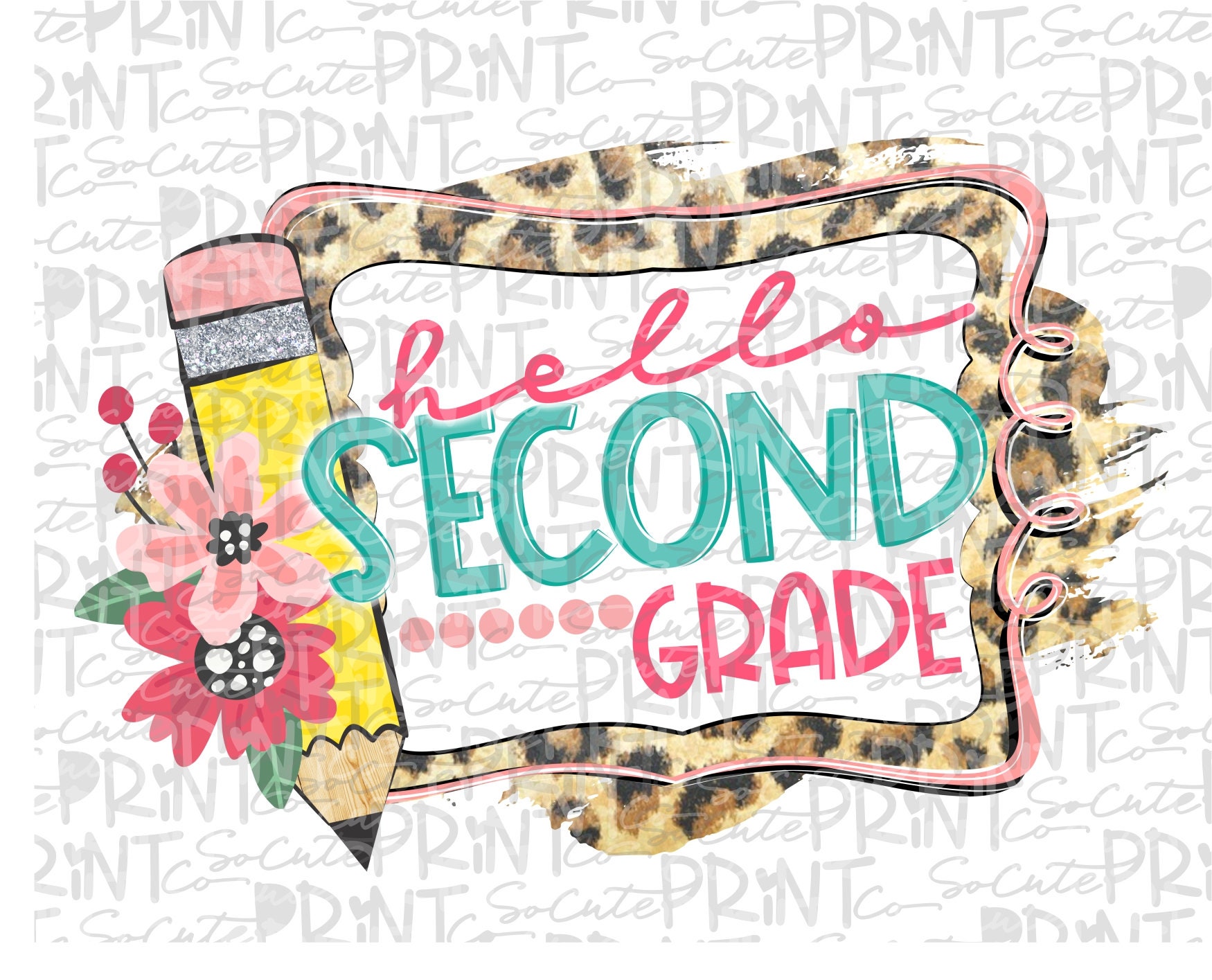 Back to School Hello Second Grade Clipart PNG File for | Etsy