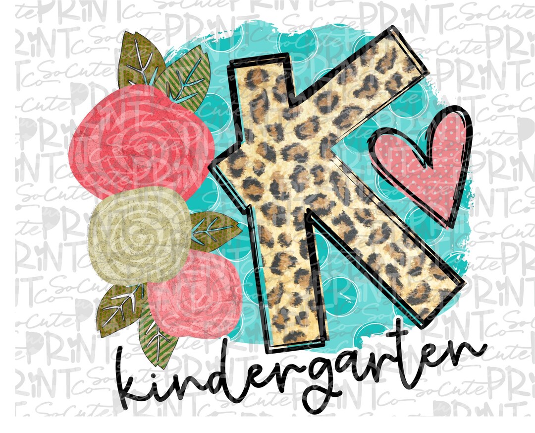 Back to School, Kindergarten Leopard & Turquoise Clipart, PNG File for ...