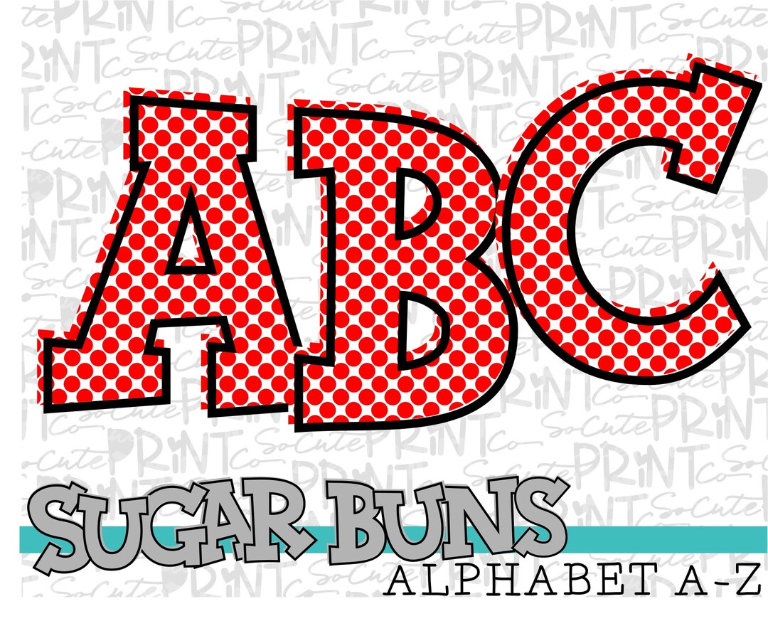 Red Polka Dot Alphabet, Sugarbuns Printable Font, Alpha Pack, PNG File ...