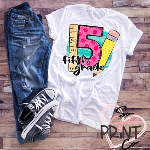 Back to School, Fifth Grade Clipart, Polka Dot Pencil, PNG File for ...