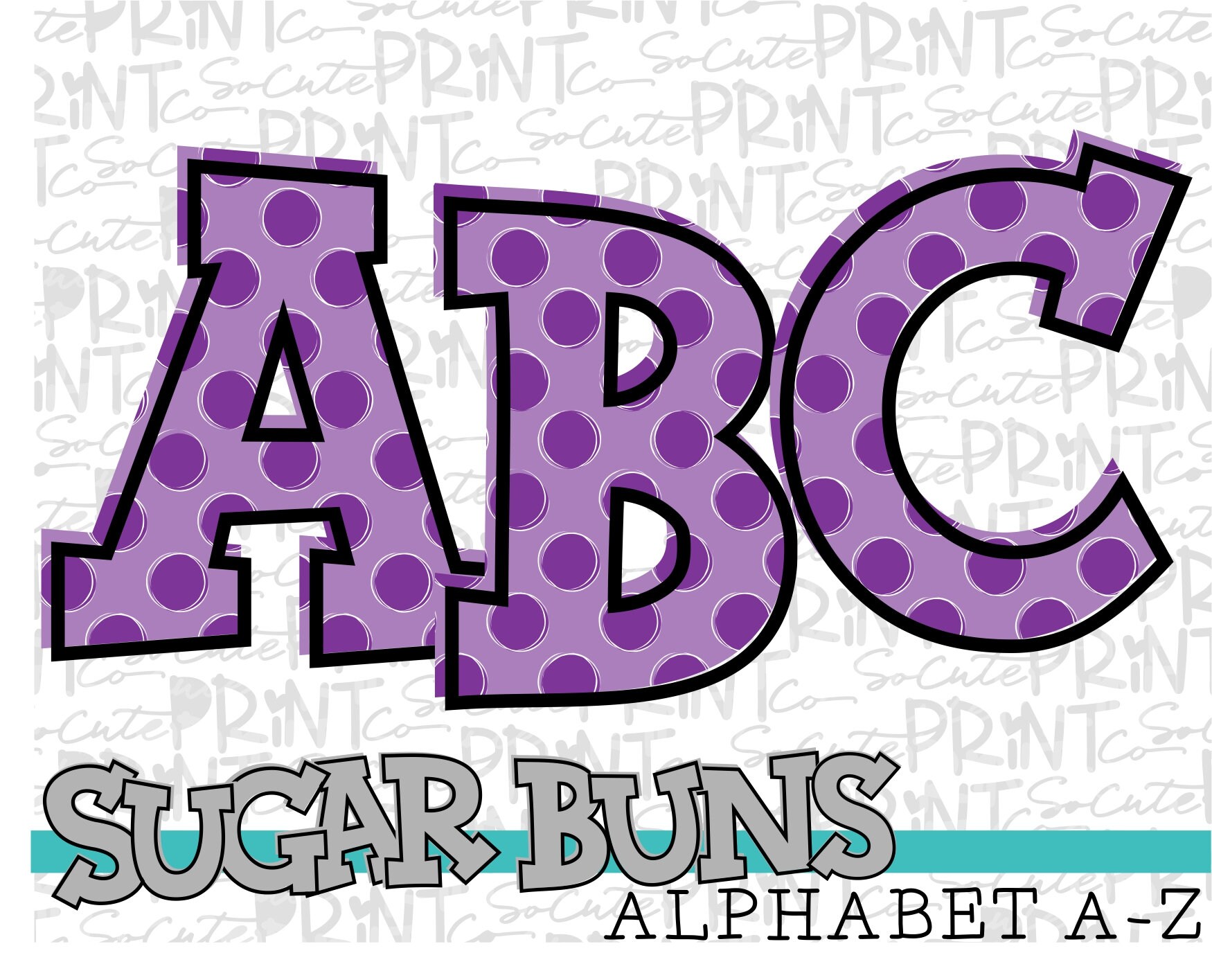 Purple Polka Dot Alphabet Sugarbuns Printable Font Alpha - Etsy