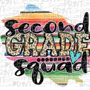 Back to School, Second Grade Squad Clipart, PNG File for Sublimation ...